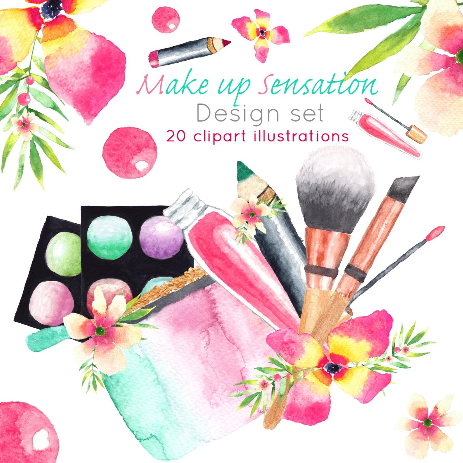 Make up Clip Art Fashion Watercolor Illustrations Make up - Etsy