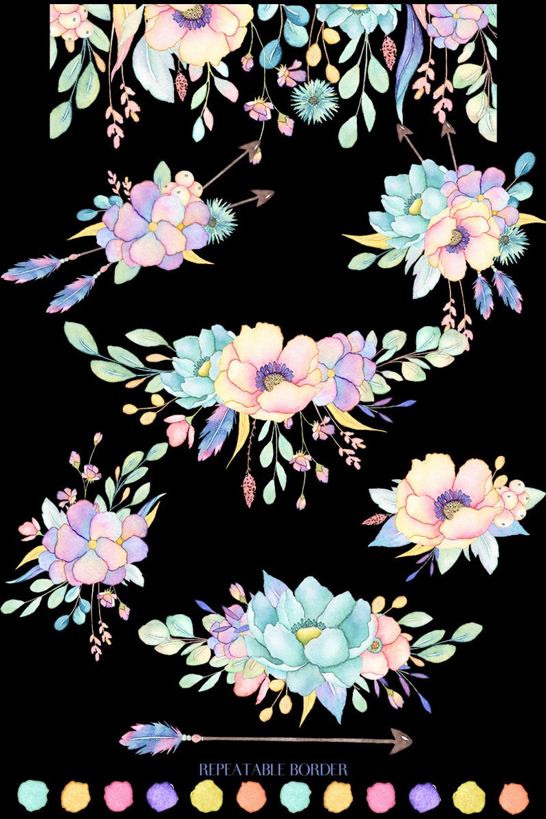 Watercolor Floral Clipart Watercolor Eucalyptus clipart | Etsy