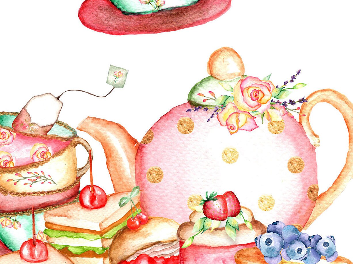 High tea clipart high tea party high tea aquarel clipart - Etsy Nederland