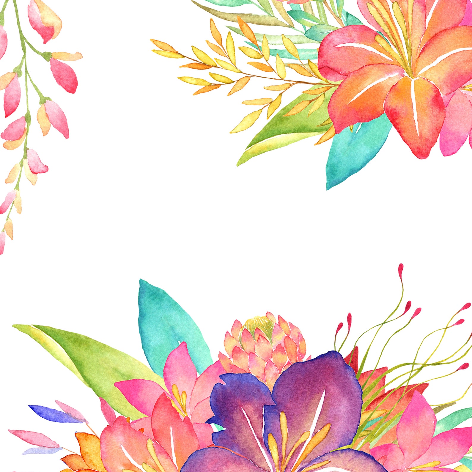 Tropical Watercolor Flower Clipart Tropic Summer Png - Etsy