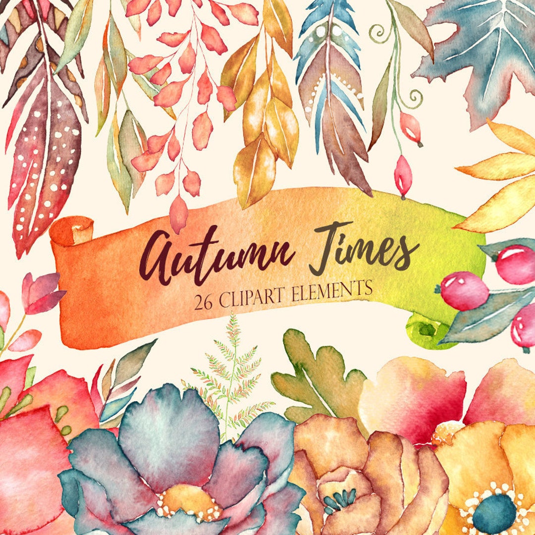 Watercolor Fall Clipart Autumn Leaf Elements Fall Graphics - Etsy UK