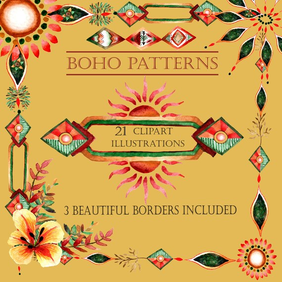 Boho Pattern Clipart Border Clipart Indian Clipart Bohemian - Etsy