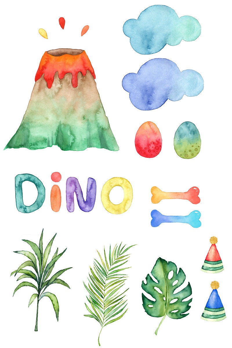 Watercolor Dinosaur Clipart Baby Dinosaur Clip Art Dinosaur - Etsy
