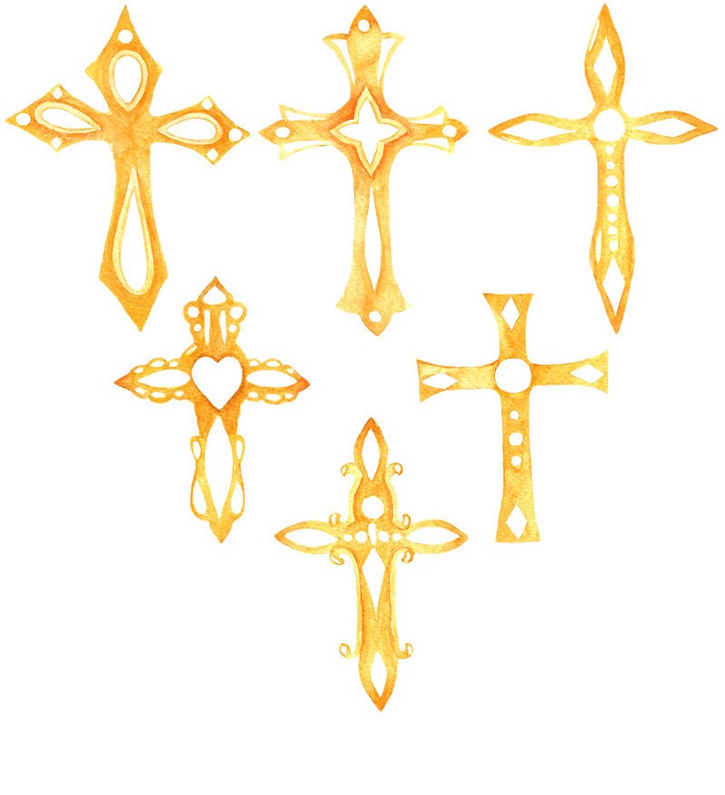 Watercolor Crosses Clipart Watercolor Gemstones Baptism - Etsy