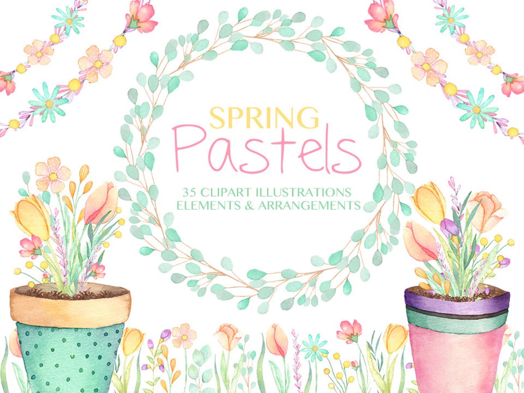 Watercolor Floral Spring Clipart, Easter Clipart, Easter Flowers ...