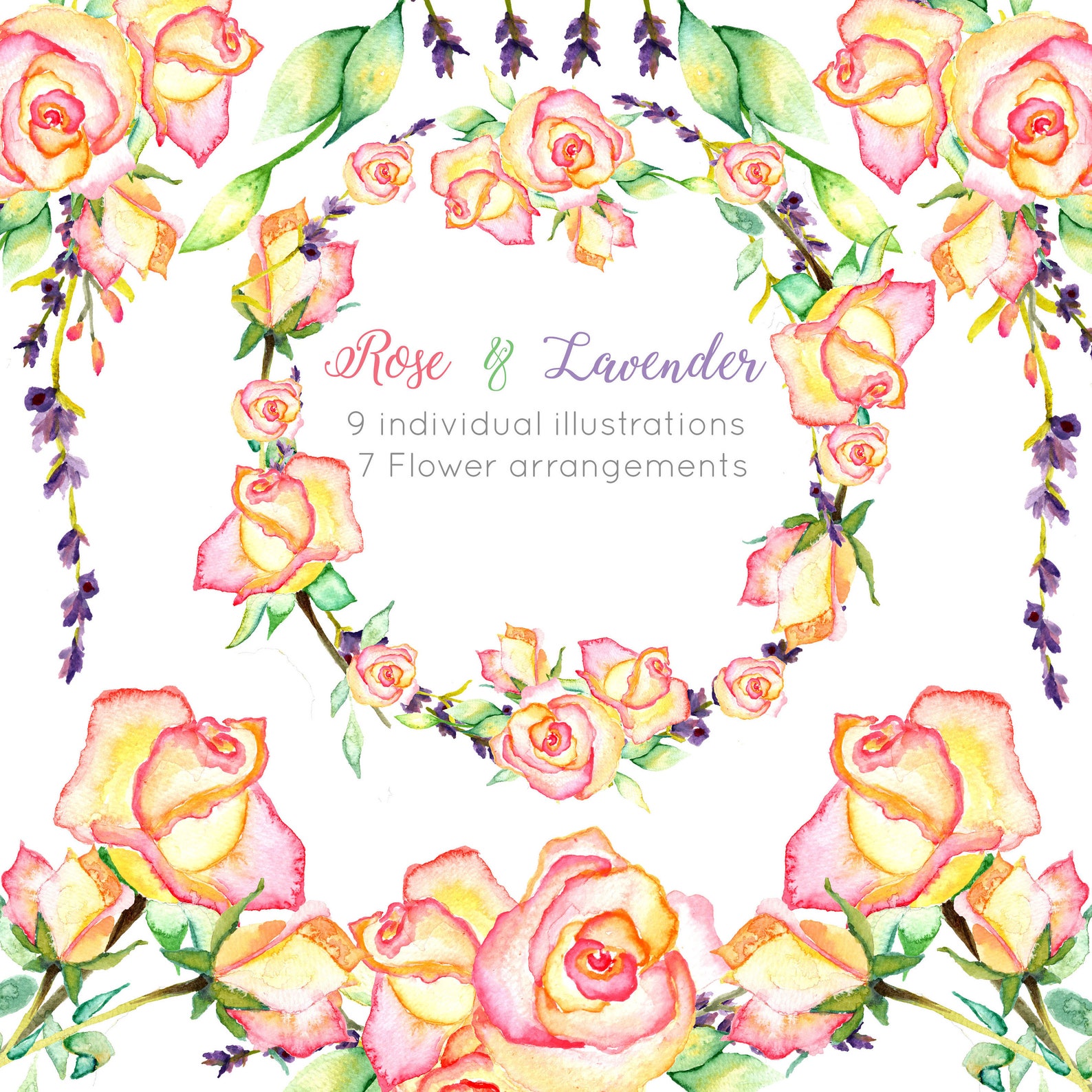 Watercolor Floral Wedding Clipart Floral Arrangements | Etsy