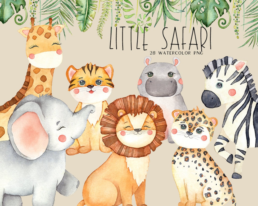 Watercolor Safari Animals Png Safari Animals Clipart Jungle - Etsy UK
