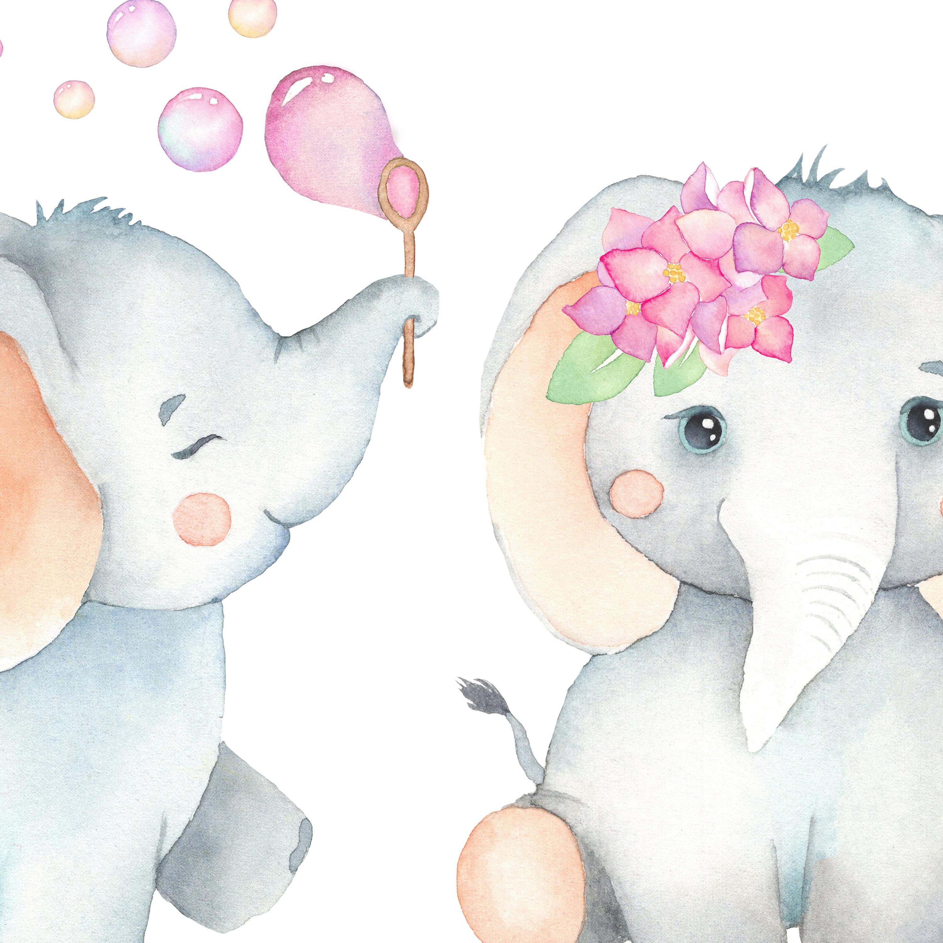 Elephant Clipart Watercolor Elephant Little Animal Hand - Etsy