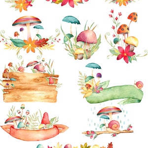 Mushroom Clipart, Watercolor Clipart, Fall Png, Autumn, Digital ...