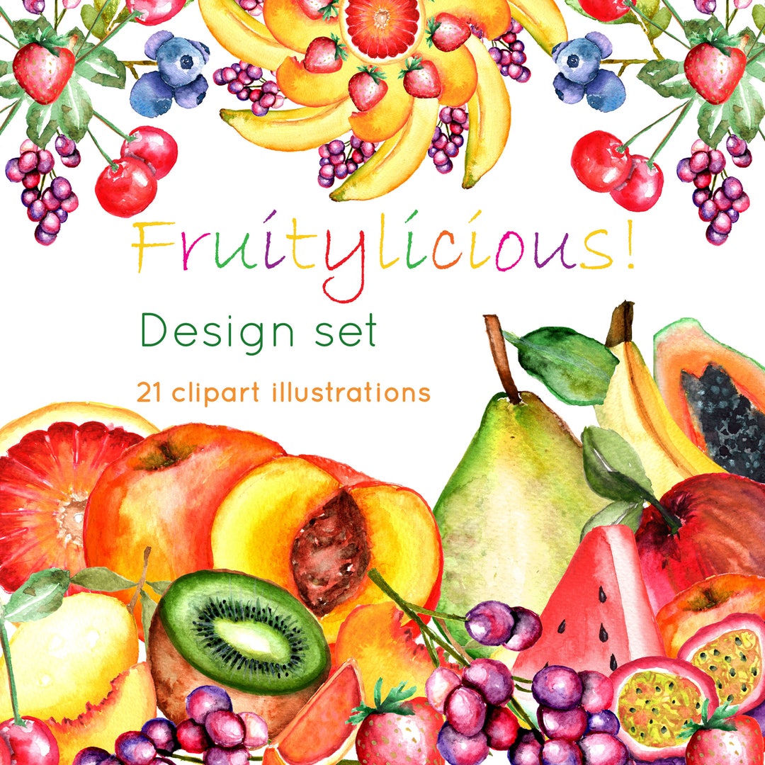 Watercolor Fruit Clipart, Healthy Clipart, Watercolor Food ...