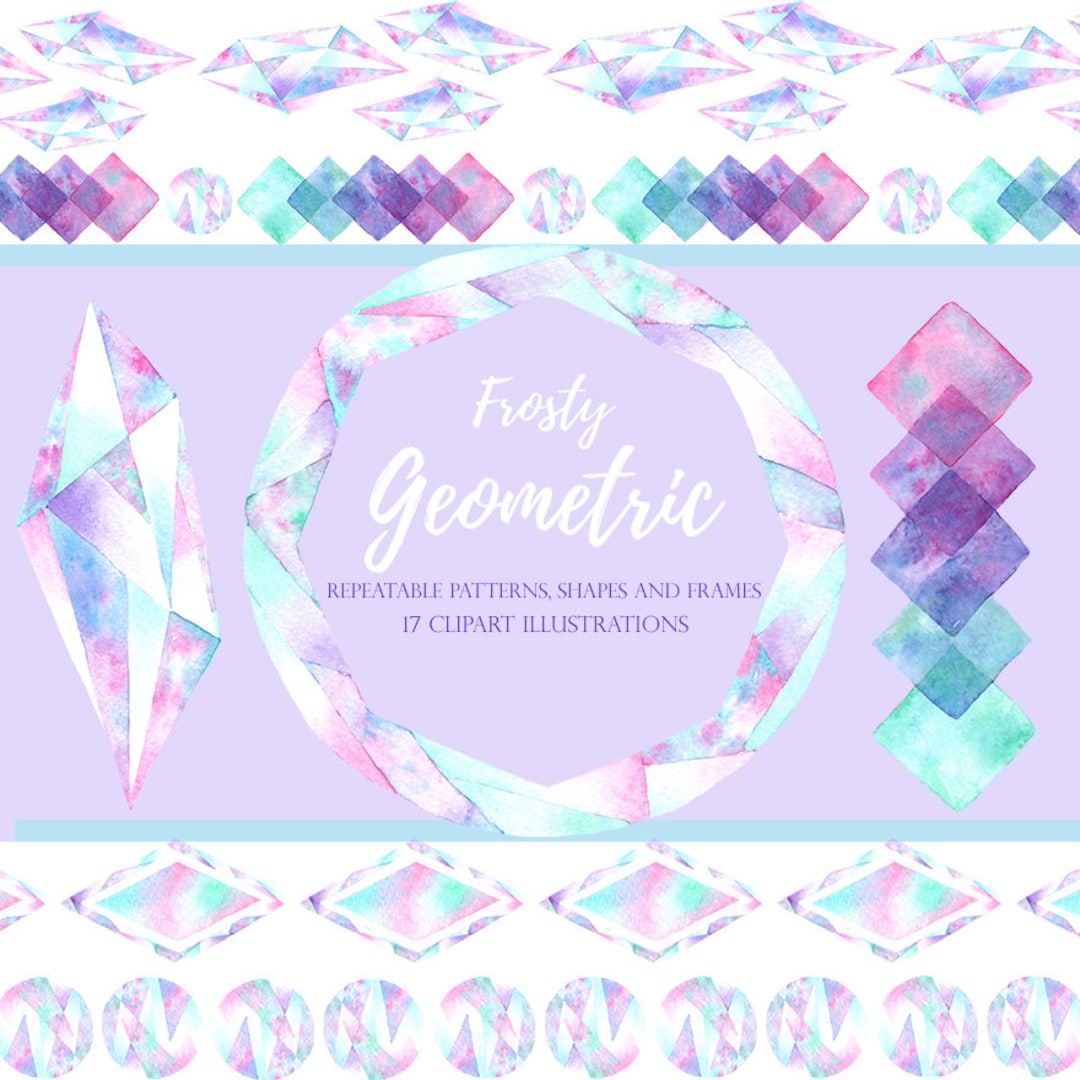 Geometric Watercolor Clipart Geometric Frames Polygonal - Etsy