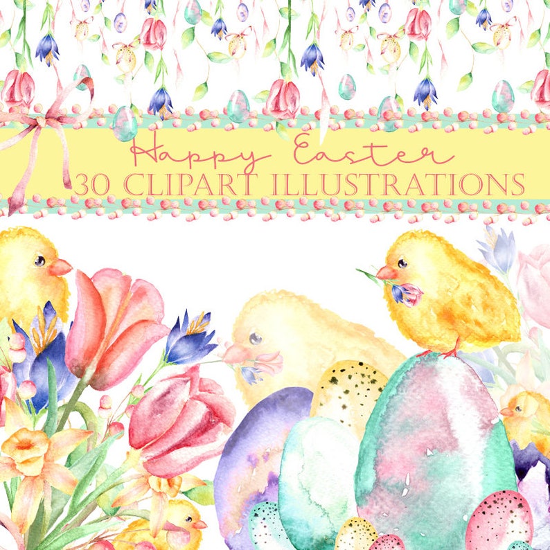 Easter Clipart Watercolor Chick Illustration Easter Images - Etsy