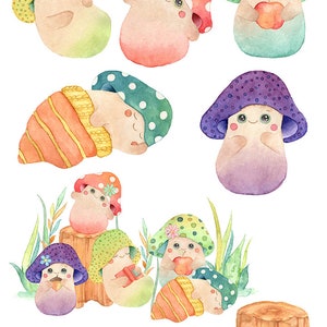 Watercolor Clipart, Mushroom Clipart, Woodland Animals, Mushroom ...