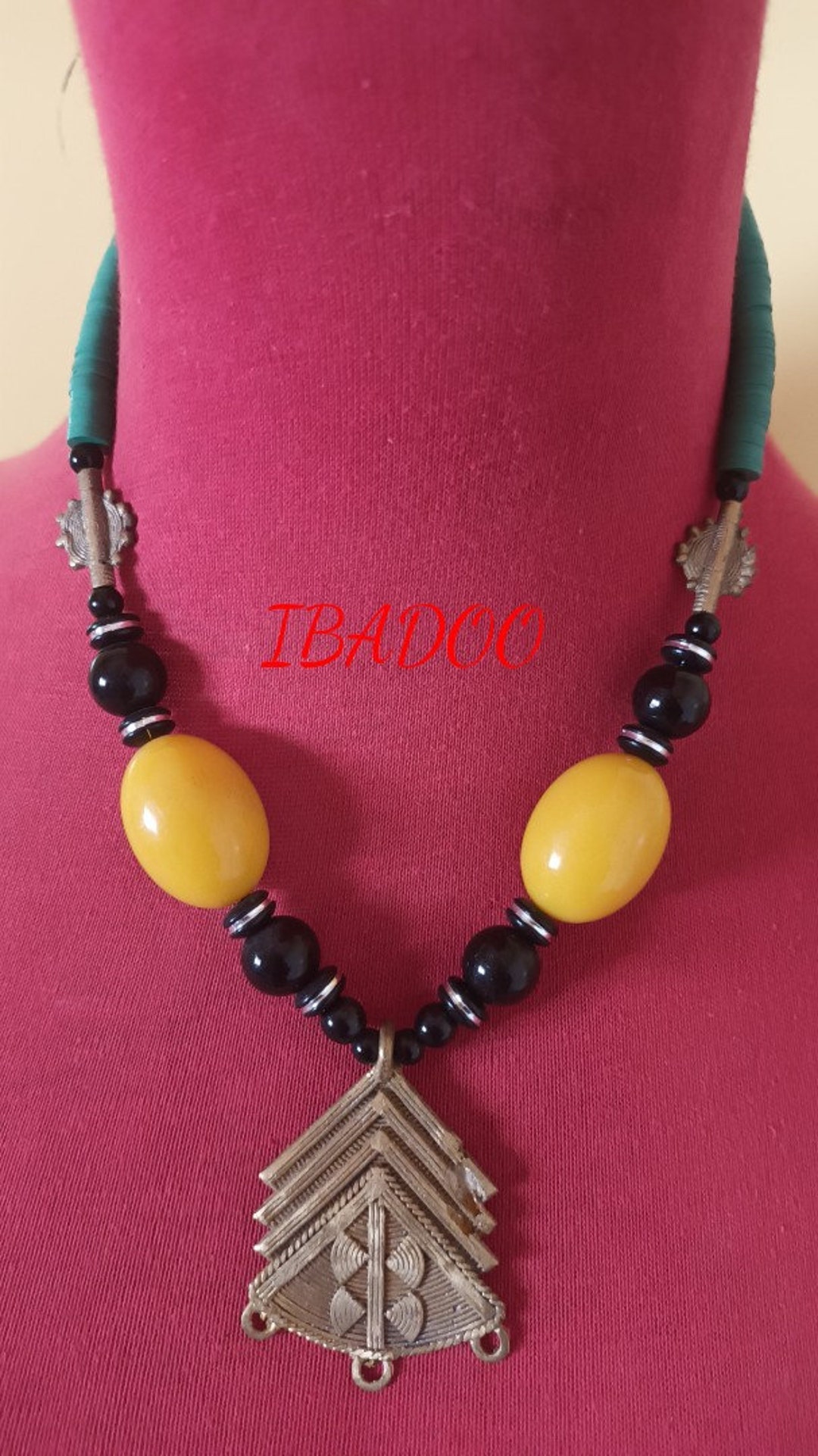 African Pearl and Bronze Necklace - Etsy