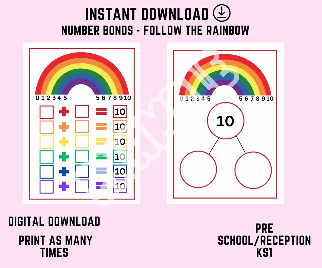 KS1 Rainbow Number Bonds, Pre School, Reception Learning. 2 ACTIVITIES ...