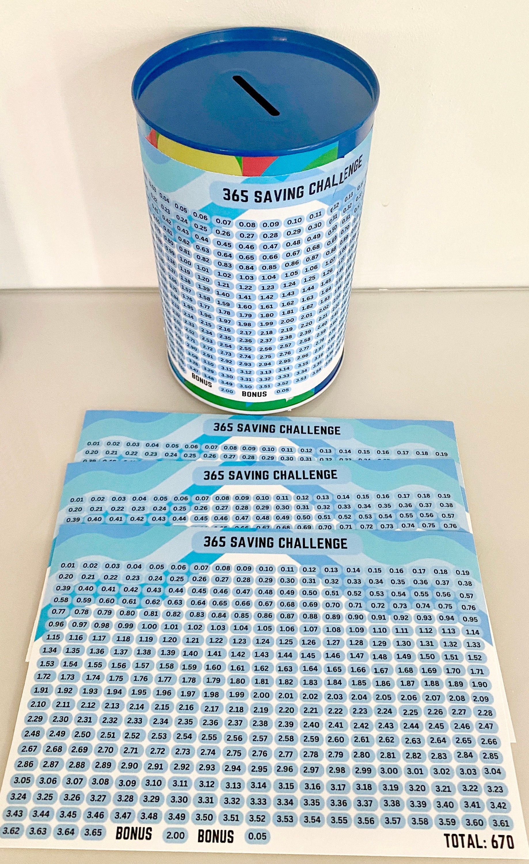 1p STICKER Penny Saving Challenge Money Tin Box Sticker - Etsy