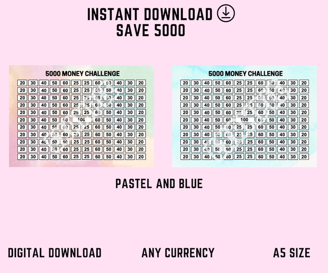 5000 Saving Challenge Money Tin Sticker, Money Box Sticker, Money Label ...