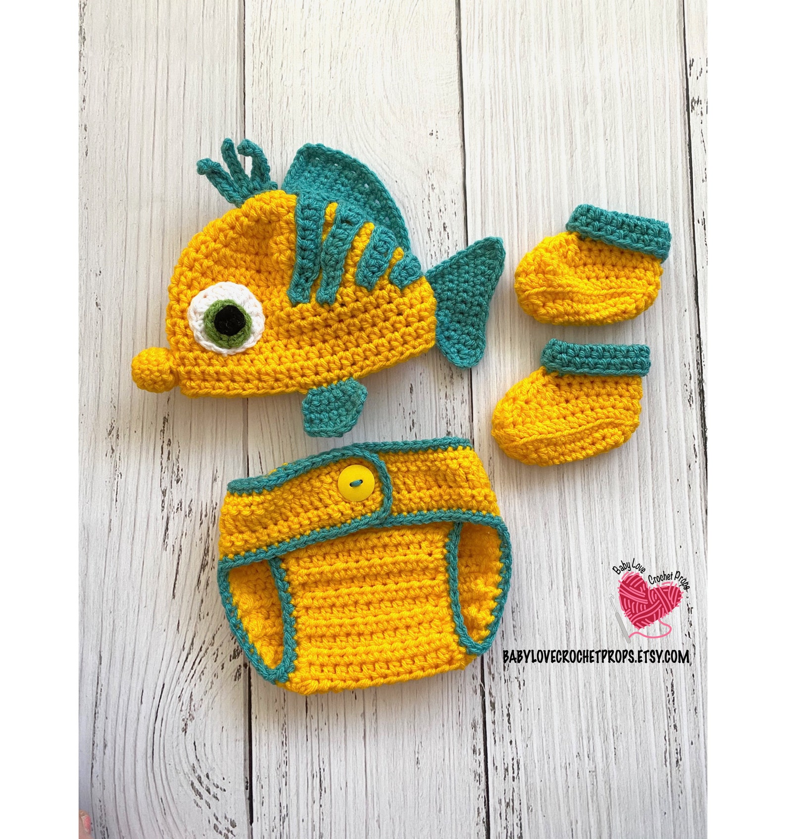 Flounder Little Mermaid Fish Disney Infant Newborn Baby Outfit Beanie ...