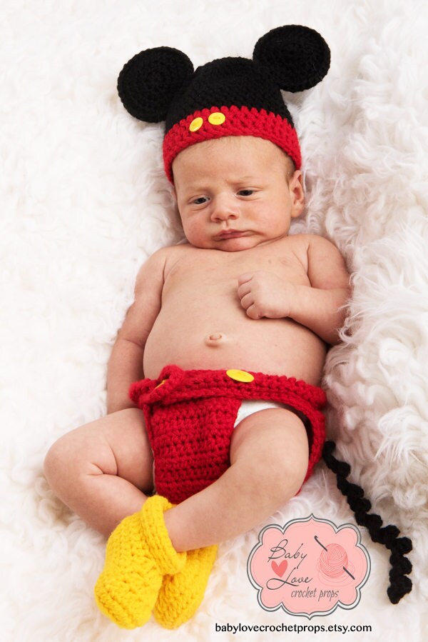 Disney Mickey Mouse Ears Infant Newborn Baby Outfit Beanie Hat - Etsy ...