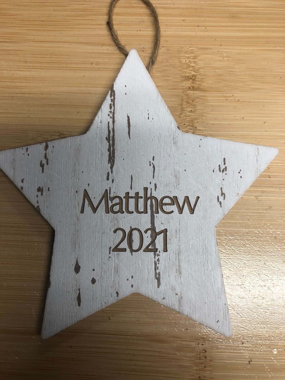 Engraved Christmas Tree Ornament (wooden Star) - Etsy