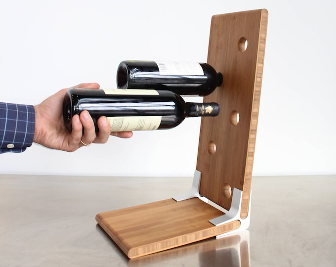 5 Bottle Wooden Wine Rack Ply Wood Furniture, Wine Lover Gift ...