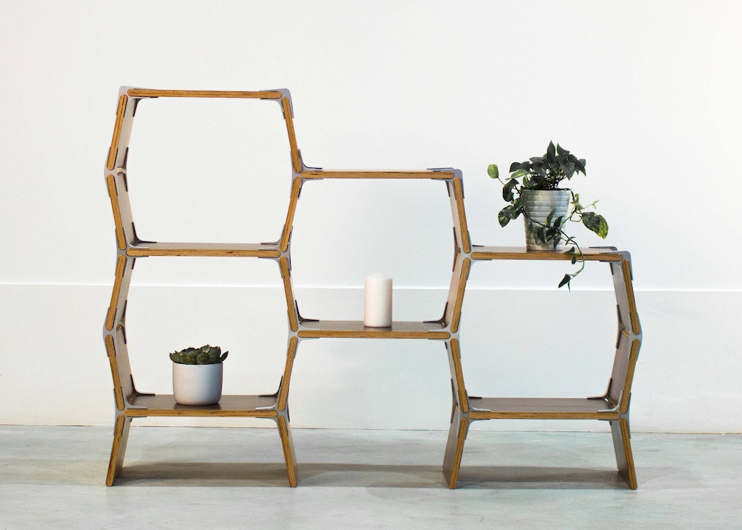 Wooden Hexagon Shelf 4 Cells Modular Ply Wood Furniture - Etsy