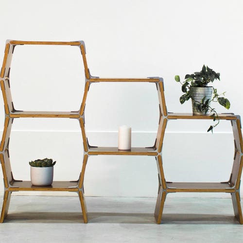 Wood Hexagon Shelf 5 Cells Modular Ply Wood Furniture - Etsy