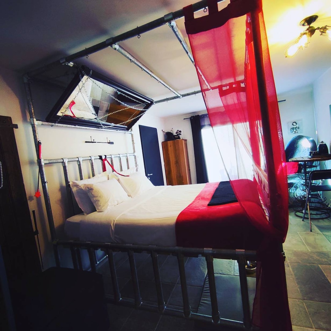 Ultimate Bondage Bed - Four Poster + Cage - Made to Order Steel BDSM ...