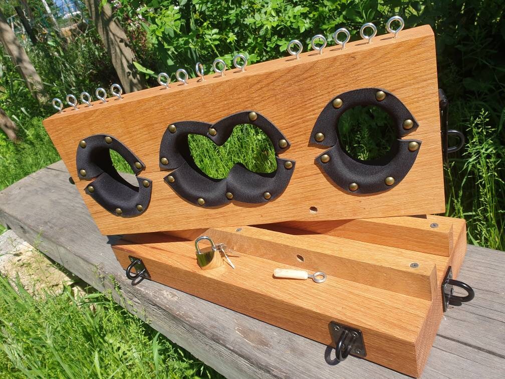 OAK Ankle Stocks with base for BDSM Bondage & Tickling Made | Etsy