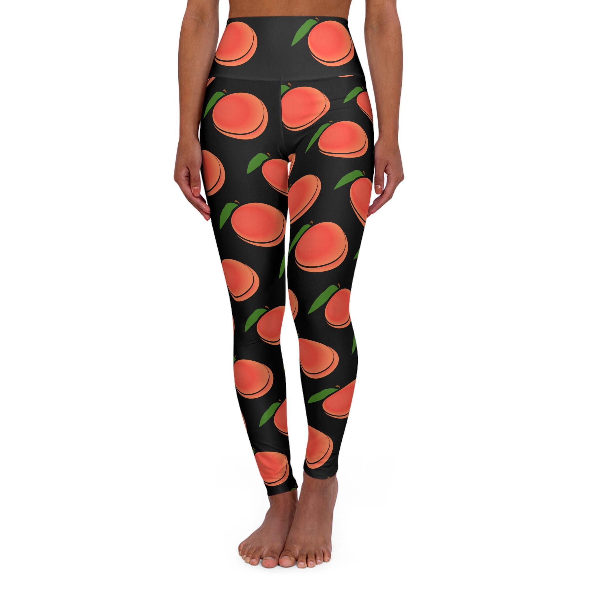 Peach Leggings, Fruit Bottoms, Peach Pants, High Waisted Yoga Leggings AOP - Etsy