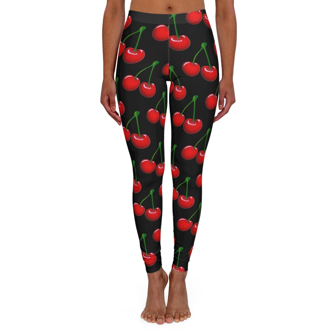 Cherry Bottoms, Cherry Leggings, Cherry Pants, Women's Spandex Leggings ...