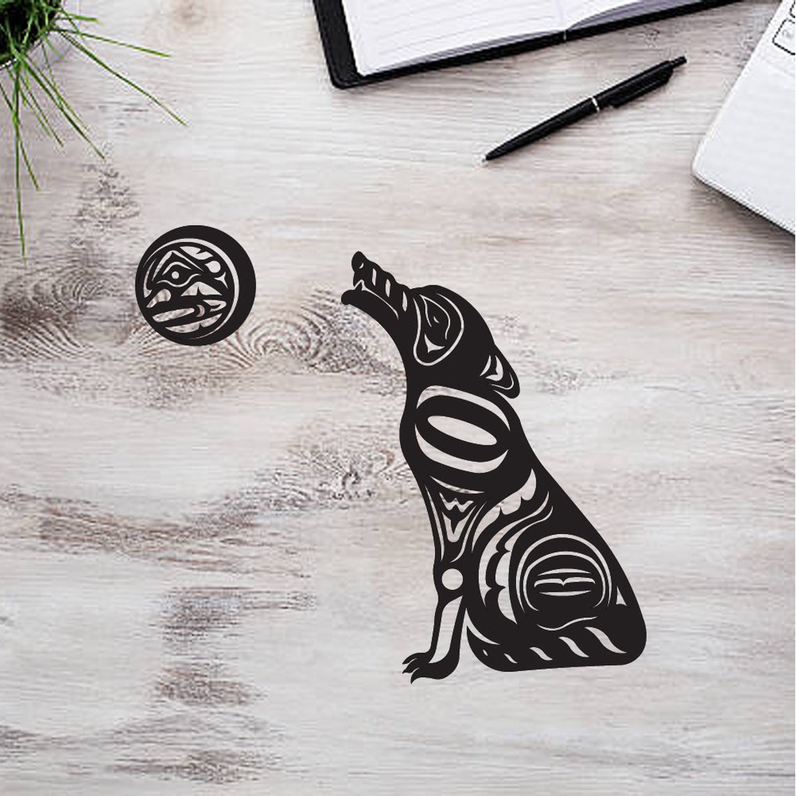 Haida Tribal Art Wolf Howling Wolf Totem Native American Wall - Etsy
