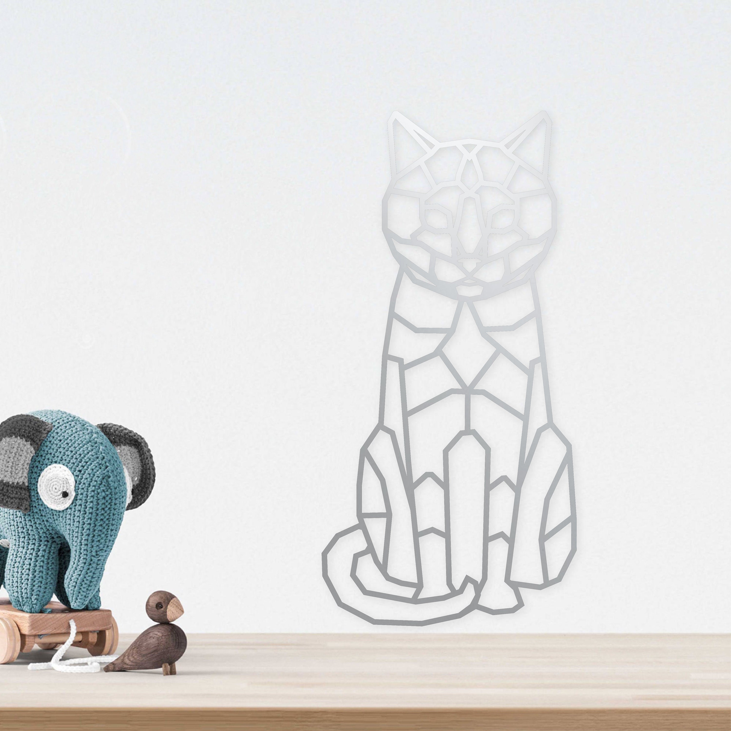 Geometric Cat Wall Art Polygon art Wall Decor Home Decor | Etsy