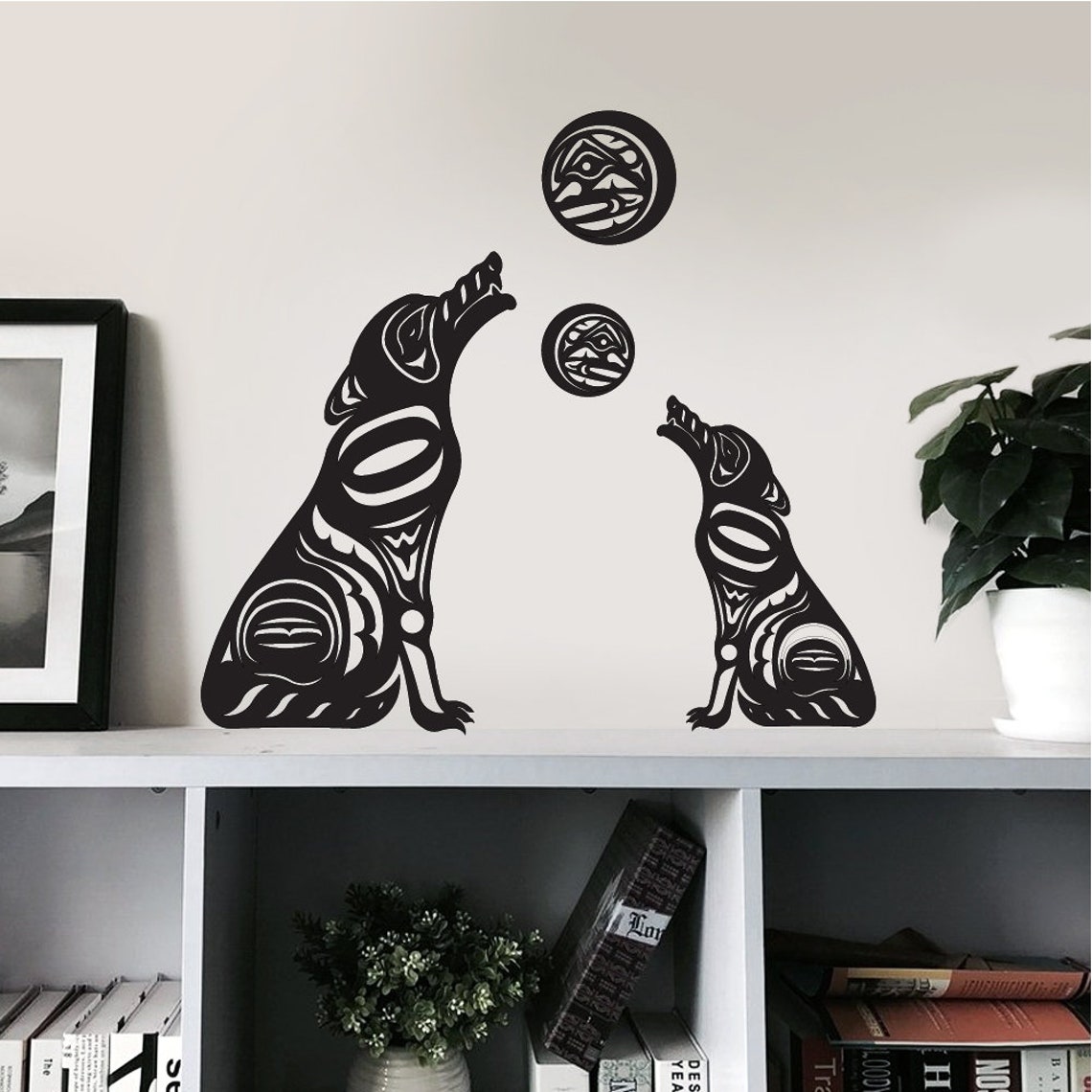 Haida Tribal Art Wolf Howling Wolf Totem Native American Wall | Etsy