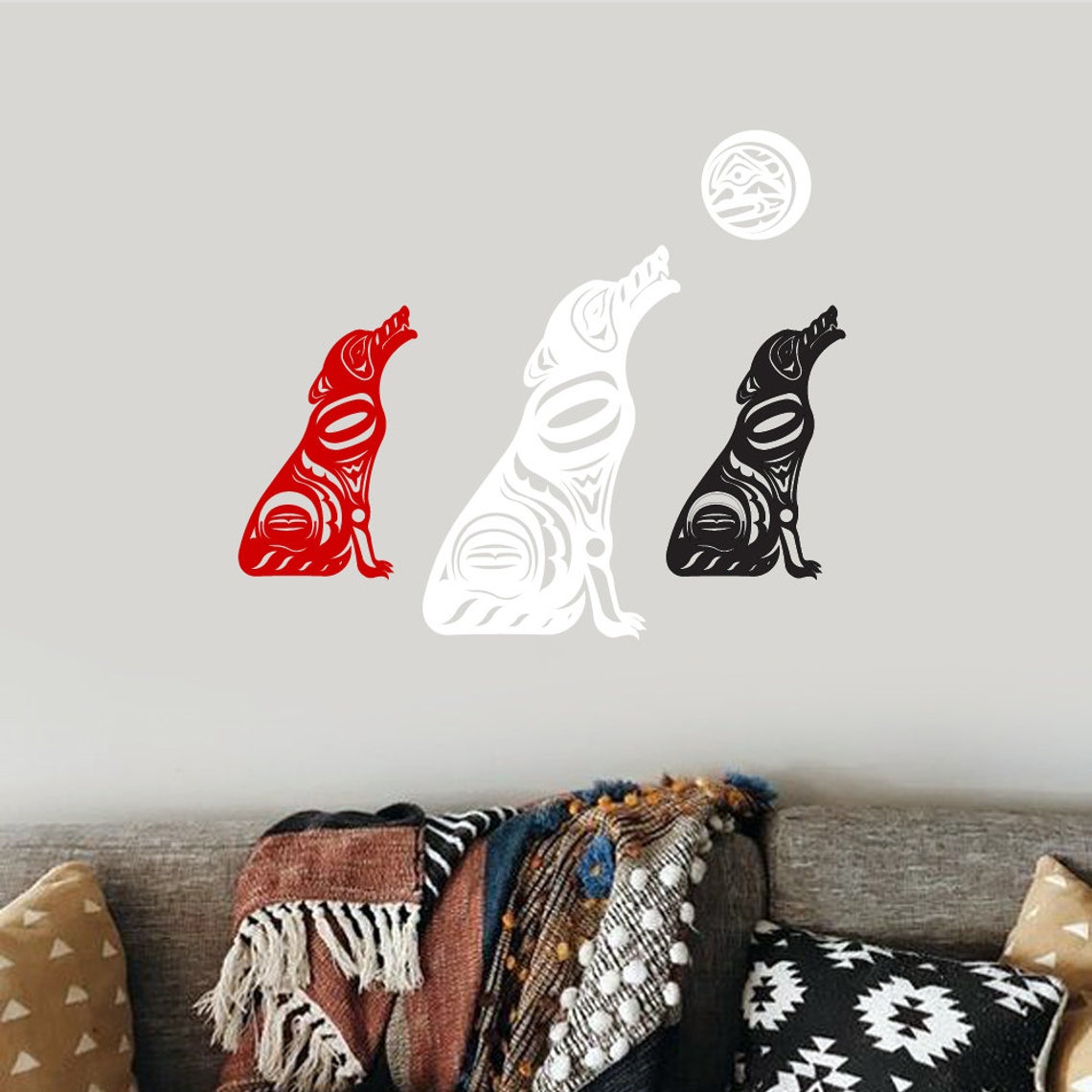 Haida Tribal Art Wolf Howling Wolf Totem Native American Wall - Etsy