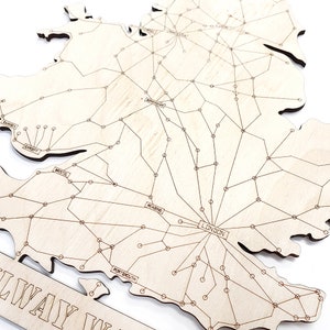 Railway Wall Map Personalised Railway Gift Track Map Train Lines Pin ...