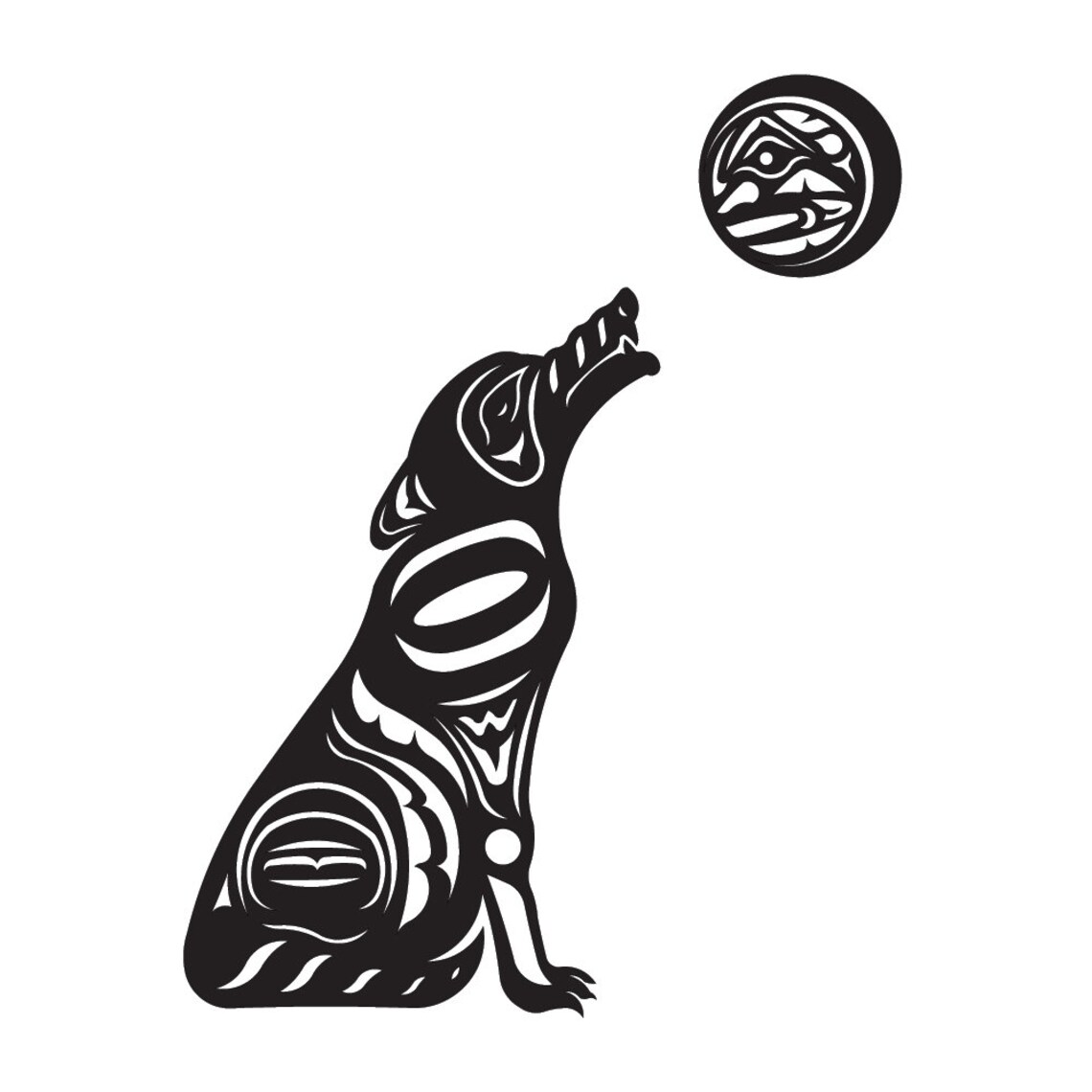 Haida Tribal Art Wolf Howling Wolf Totem Native American Wall - Etsy