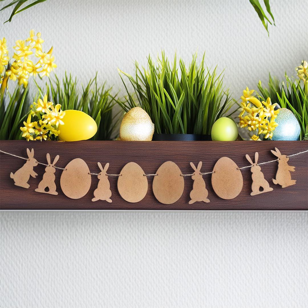 Easter Bunting – Wooden Blanks for Painting and Crafts | MDF Bunnies & Eggs - Etsy