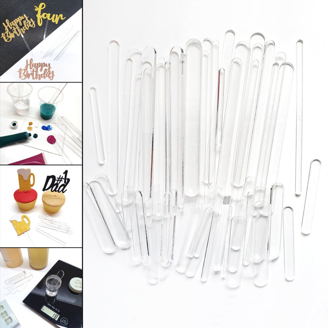 Acrylic Sticks - Multi Use Blank Craft Cake Topper Sticks / Cupcake ...
