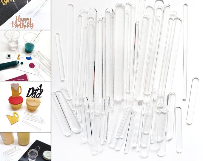 Acrylic Sticks - Multi Use Blank Craft Cake Topper Sticks / Cupcake ...