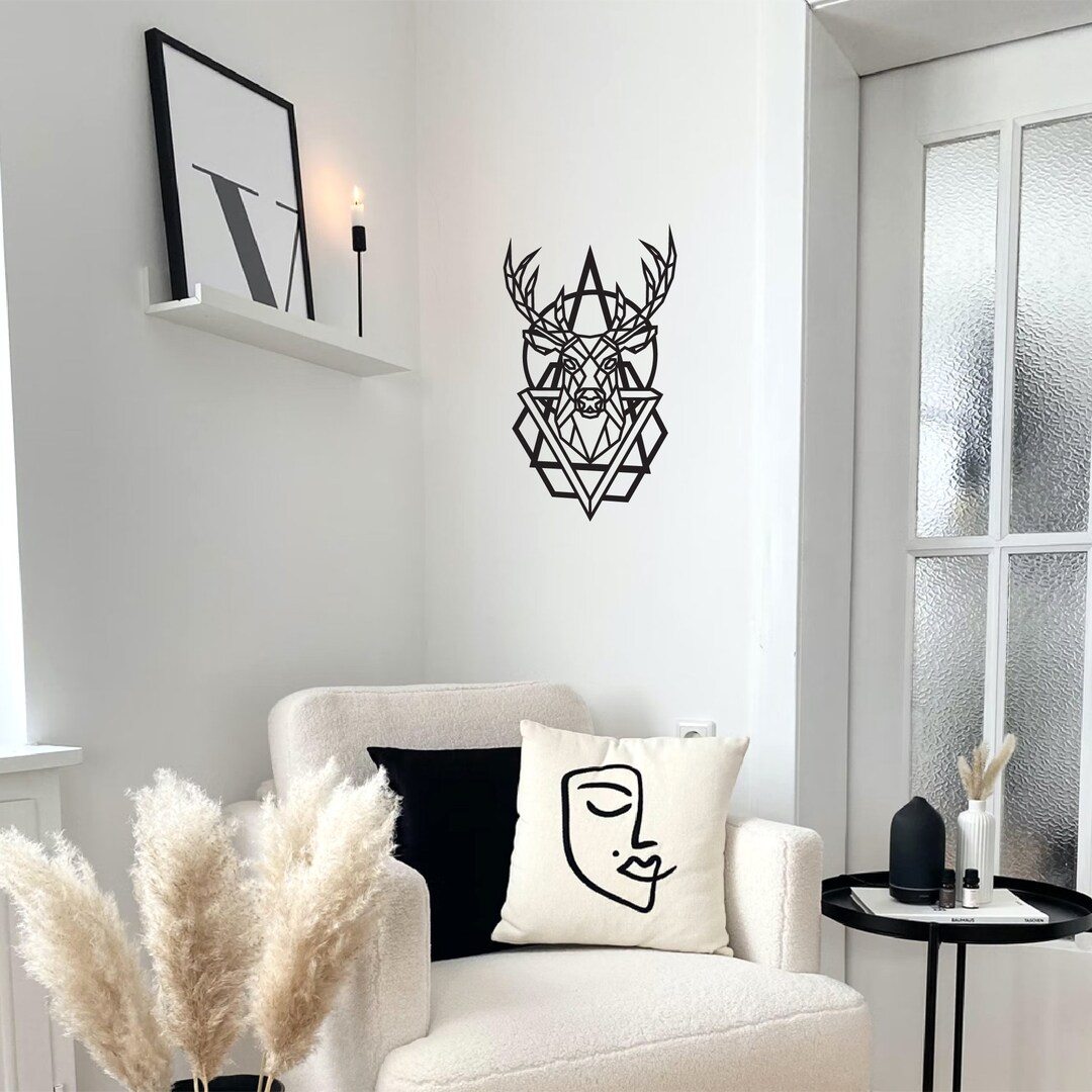 Geometric Stag Head Polygonal Wall Art - Etsy UK