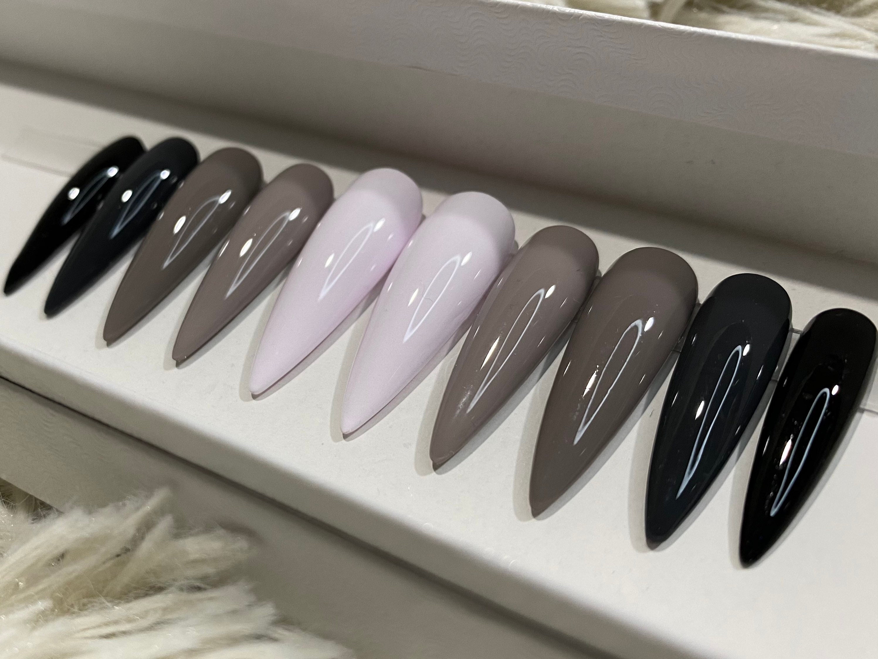 Jewelry & Beauty Black White Gray False Nails Monochromatic Press On ...