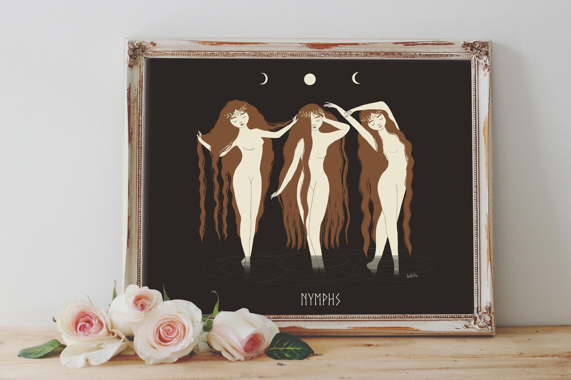 Art Poster Print - Nymphs Nymph Goddess Greek Mythology Moon Divine ...