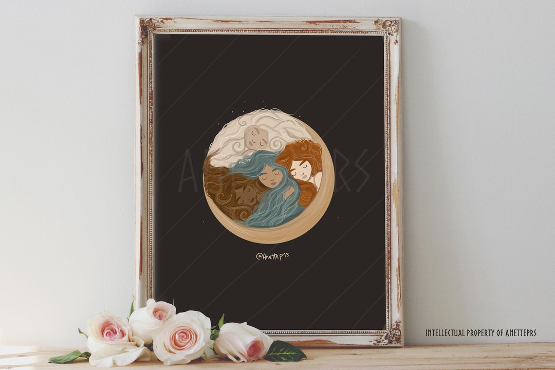 Art Poster Print - the Four Elements and the Moon Sisterhood Sister ...