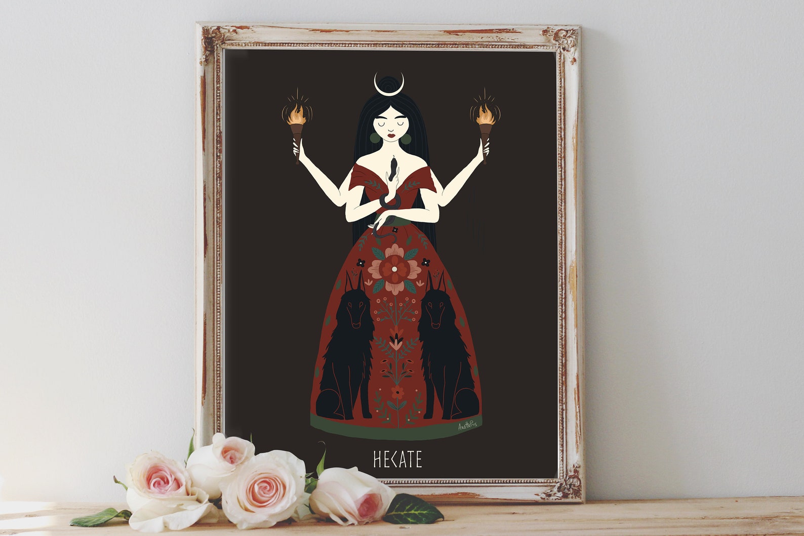 Art Poster Print - Hecate Goddess Greek Mythology Moon Witchcraft Witch ...