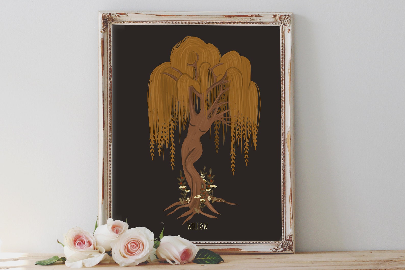 Art Poster Print Willow Goddess Tree Autums Druid Shaman | Etsy