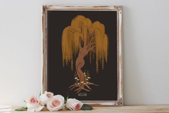 Art Poster Print Willow Goddess Tree Autums Druid Shaman | Etsy