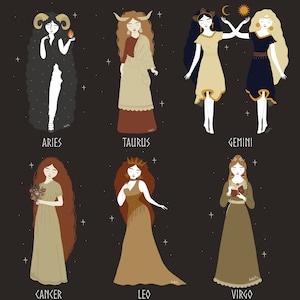 Triple Zodiac Sign Art Package - Aries Taurus Gemini Cancer Leo Virgo ...