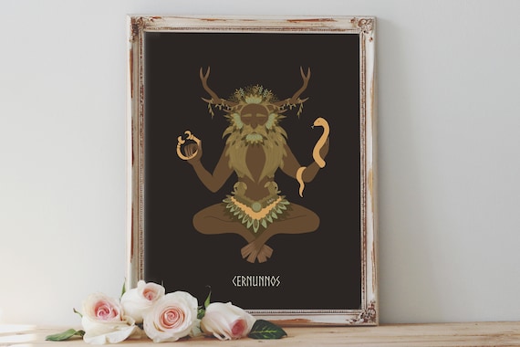 Drawing & Illustration Celtic God of the Wild Art Print Cernunnos Art ...