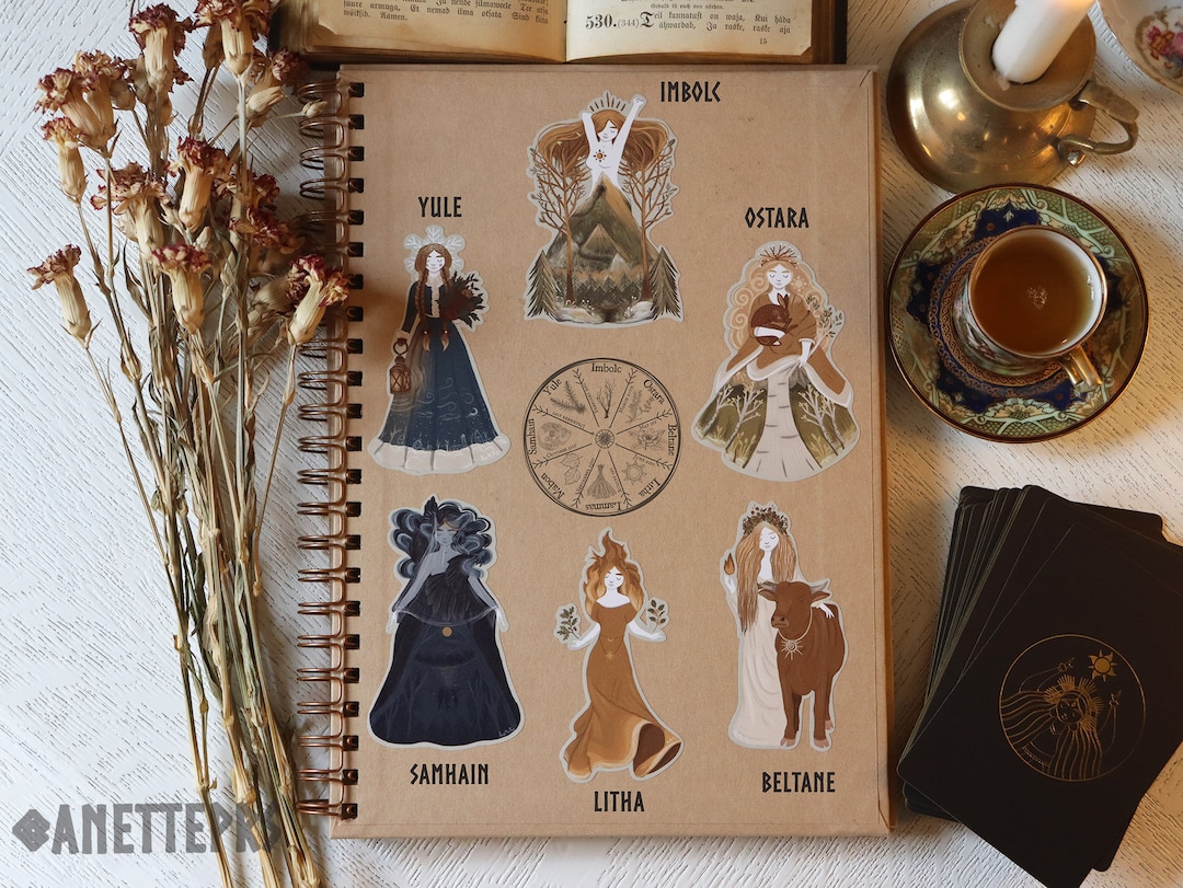 Sabbat Die-cut Sticker Pack - Imbolc Ostara Beltane Litha Samhain Yule ...